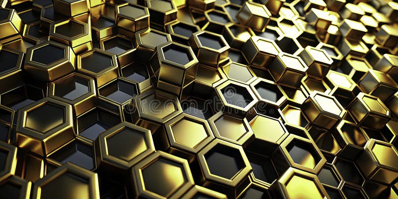 Stunning Gold and Black 3D Abstract Cells a Luxurious Visual Experience ...