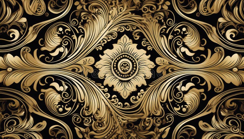 Elegant Gold Damask Patterns on a Seamless Vector Background Timeless ...