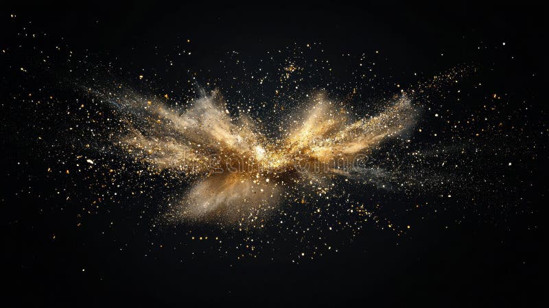 Stunning Gold Dust Explosion Patterns Captured Against a Deep Black ...