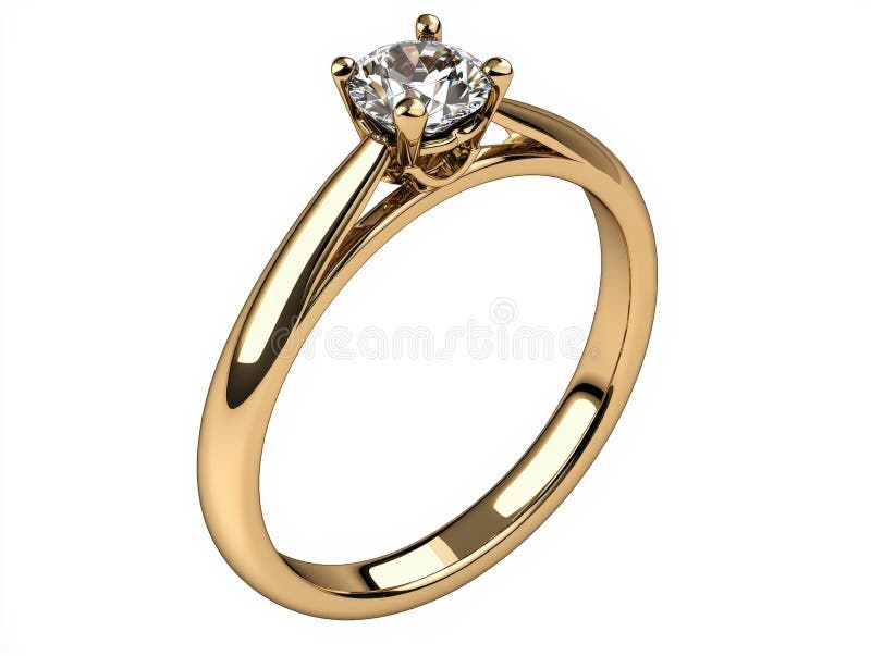 A Stunning Gold Engagement Ring Featuring a Brilliant Cut Diamond ...