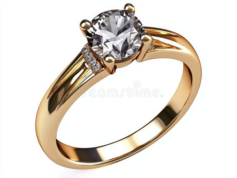 A Stunning Gold Engagement Ring Featuring a Sparkling Diamond Center ...