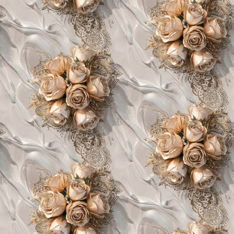 Stunning Gold Roses Pattern for Print Stock Illustration - Illustration ...