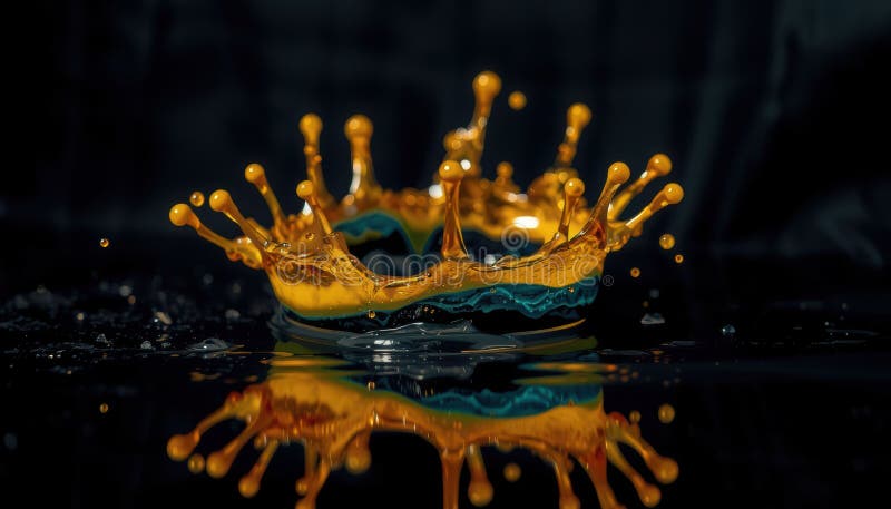 Stunning Gold Splash Creates Mesmerizing Crown Shape, Reflecting ...