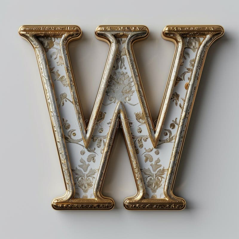 Stunning Gold and White Letter W Elegantly Placed on a White Surface ...