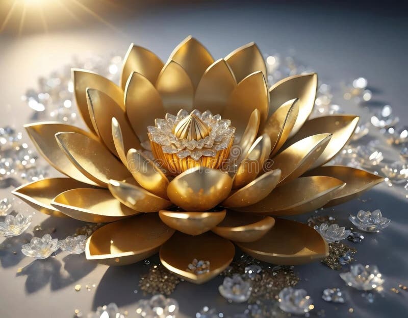 Stunning Golden Lotus Radiating Elegance and Luxury by AI Generated ...
