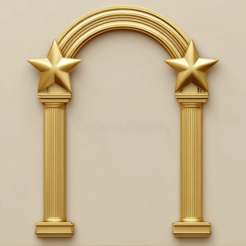 A Stunning, Golden Archway Design Adorned with Stars and Classical ...