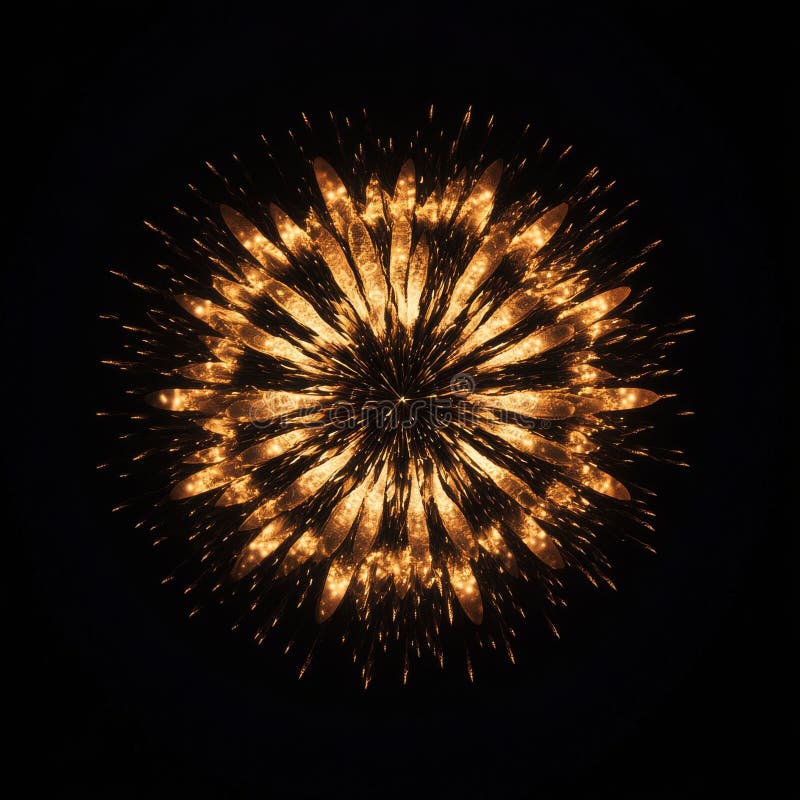 A Stunning Golden Firework Frame Set Against a Black Backdrop. Stock ...