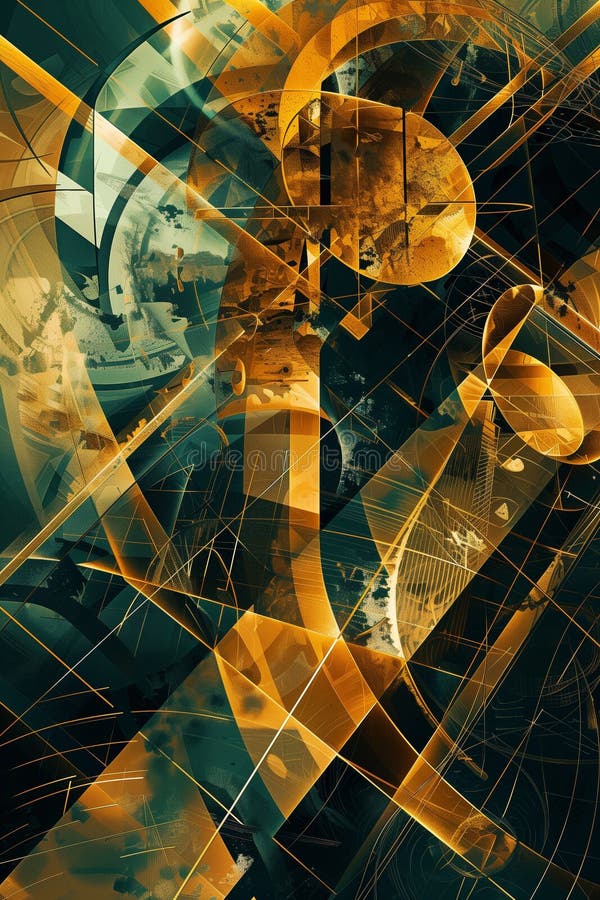 Stunning Golden Geometric Shapes in a Modern Abstract Design Setting ...