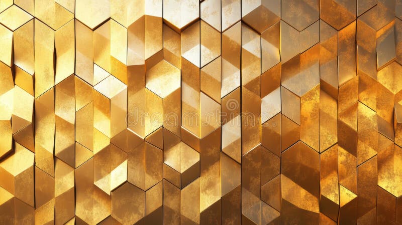 Golden Hexagonal Pattern with Metallic Shiny Surface Textures Stock ...
