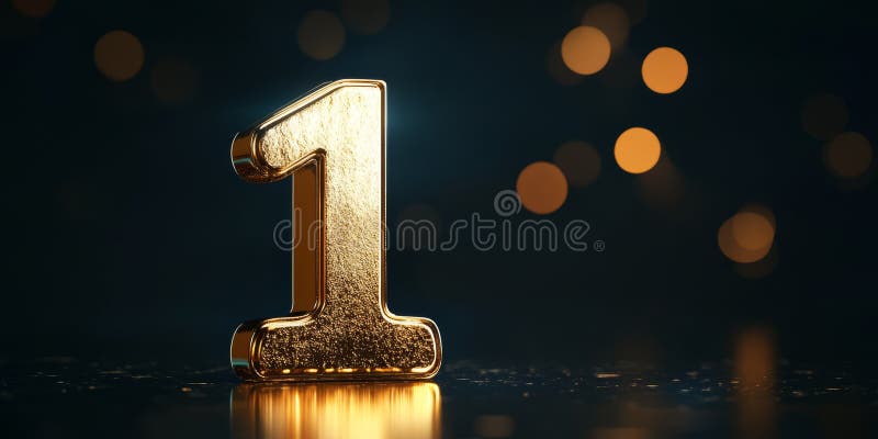A Stunning Golden Number One 3D Render Showcasing a Captivating Design ...