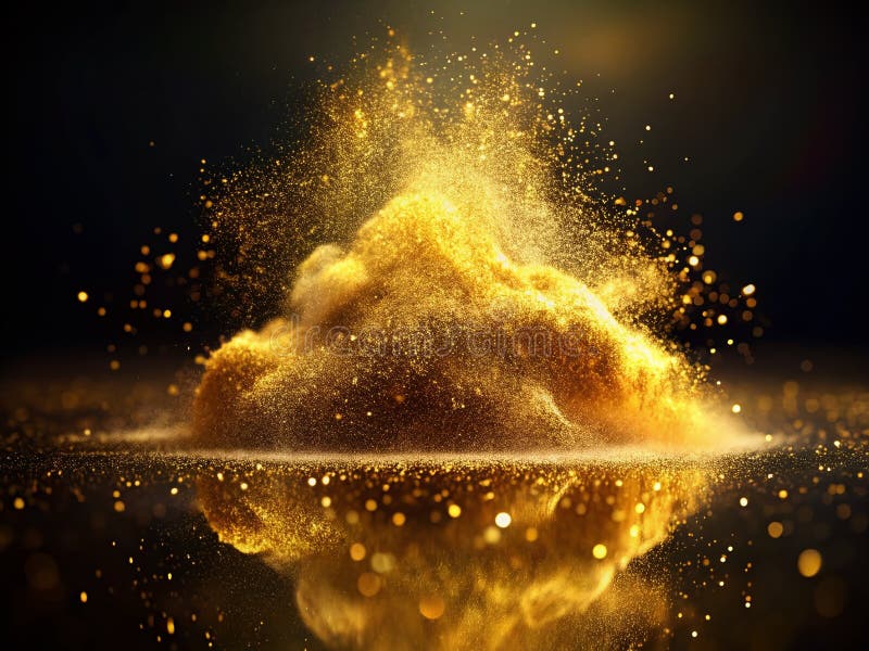 Stunning Golden Particle Cloud Background Abstract Glow Effect with ...