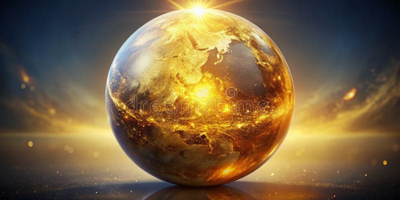 Stunning Golden Planet Sphere Double Exposure Effect with Shimmering ...