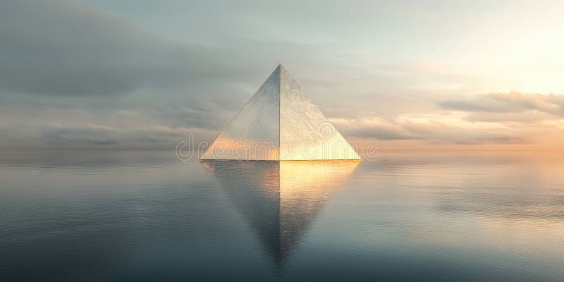 Stunning Golden Pyramid Reflecting in a Cloudy Sky a Surreal Image ...