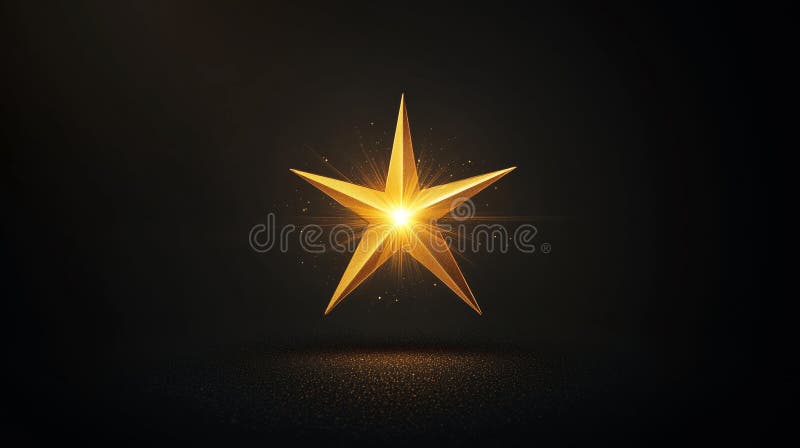 Illuminated Star with Sharp Rays Shining Against a Dark Background ...