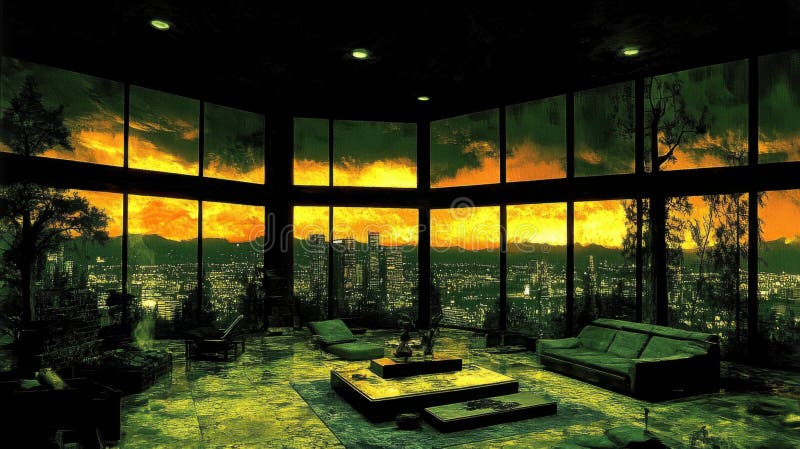 Sunset Cityscape Viewed Cozy Room Stock Photos - Free & Royalty-Free ...