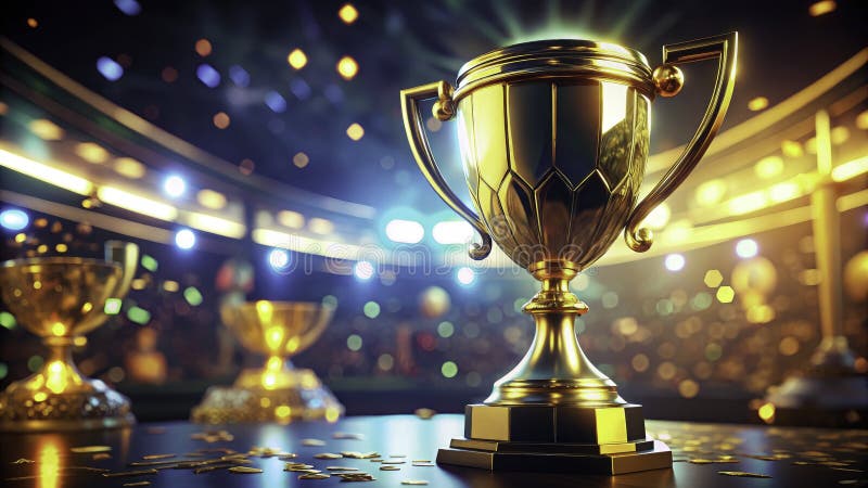 Stunning Golden Trophy Game UI Design Realistic 3D Model for ...