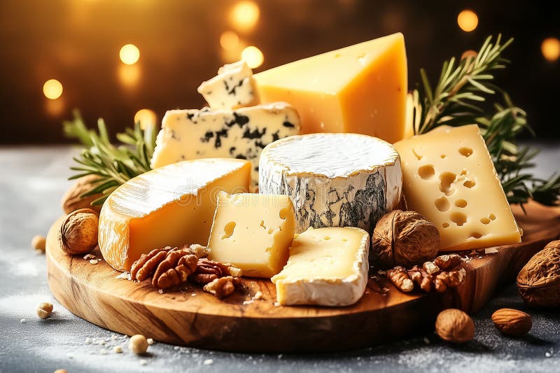 A Stunning Gourmet Cheese Board with Assorted Cheeses, Nuts, and Herbs ...