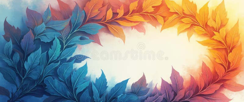 Stunning Gradient Leaves Frame with Vibrant Colors Stock Image - Image ...