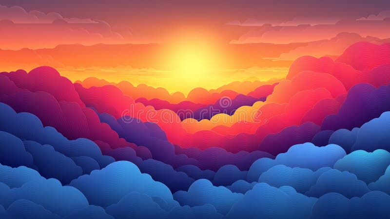 Stunning Gradient Sunset Sky with Layered Clouds, Breathtaking and ...