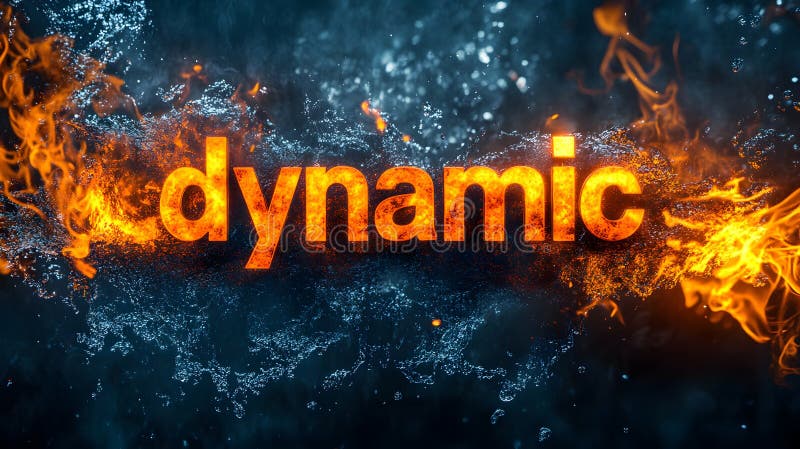 Vibrant Dynamic Liquid 3D Text with Fire and Water Effects Stock ...