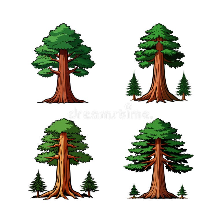 Stunning Sequoia Tree Graphic Stock Vector - Illustration of eucalyptus ...