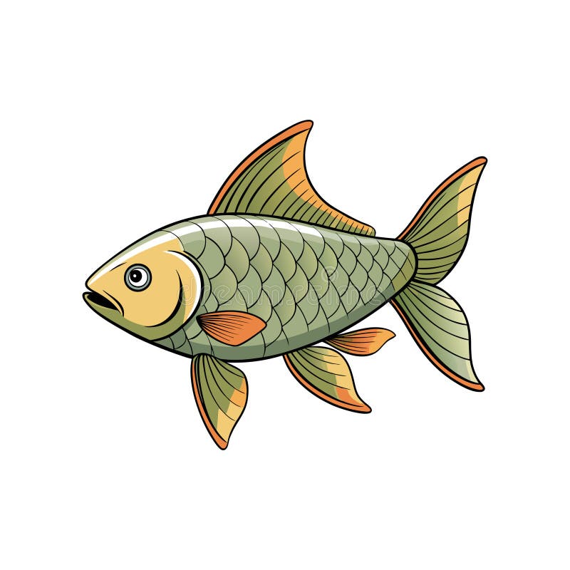 Stunning Grass Carp Underwater Illustration Stock Illustration ...