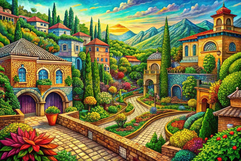 Intricate Architectural Line Art a Detailed Grayscale Drawing Featuring ...