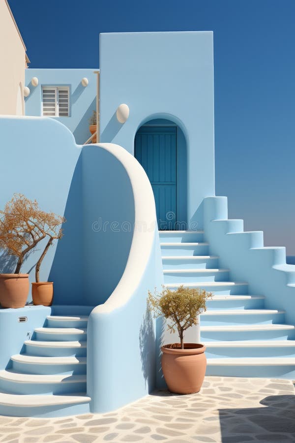 Stunning Greek White Building Created with Generative AI Technology ...