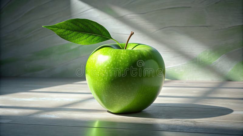 Stunning Green Apple with Leaf and Shadow an Architectural Perspective ...