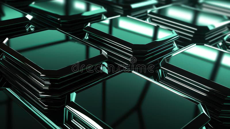 Stunning Green and Black Geometric Shapes with a Reflective Surface for ...