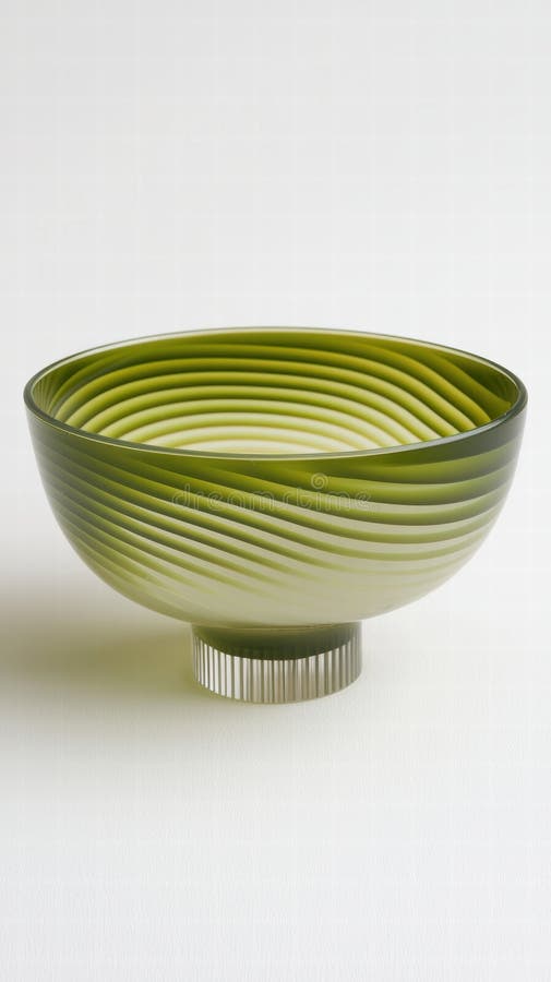 Elegant Green Decorative Bowl with Unique Grooved Design Detail Stock ...