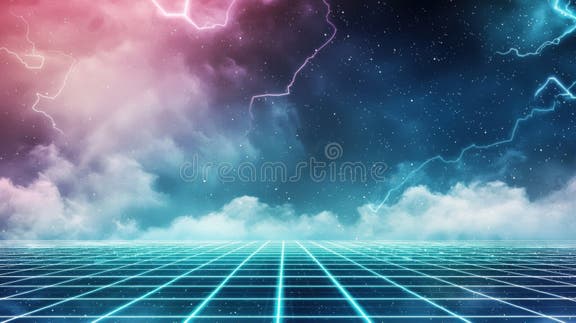 Stunning Grid Design Featuring Dramatic Lightning Strikes Illuminating ...