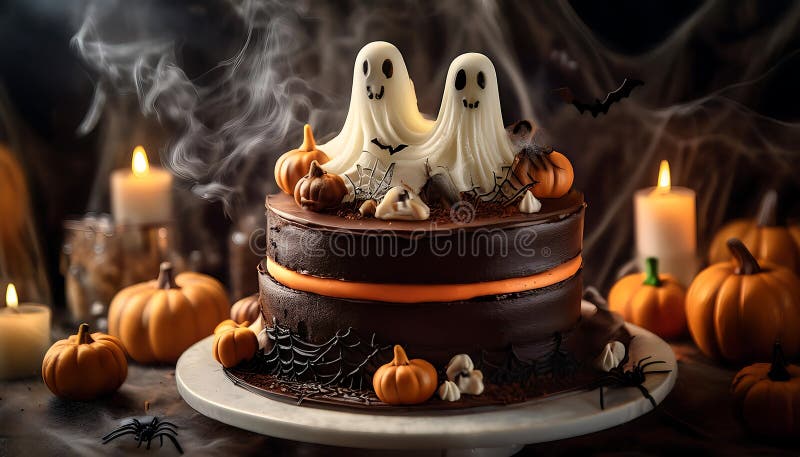 A Stunning Halloween Layer Cake with Chocolate Layers, Ghost ...