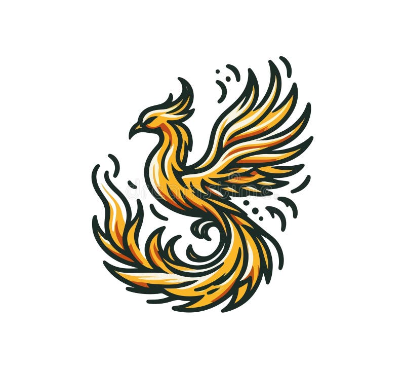 Phoenix Bird Hand Drawn Vector Graphic Asset Stock Illustration ...