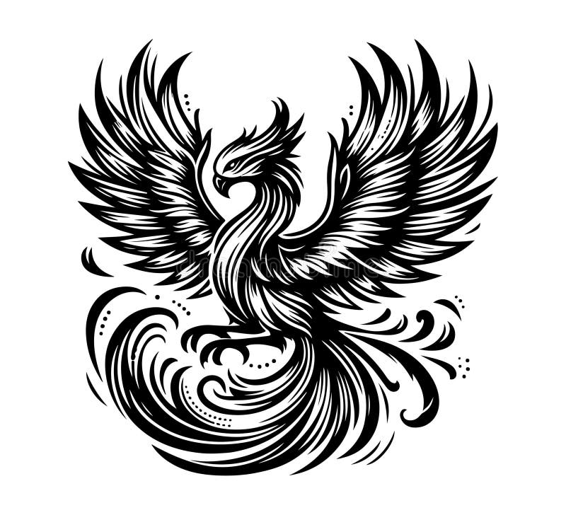 Phoenix Bird Hand Drawn Vector Graphic Asset Stock Illustration ...