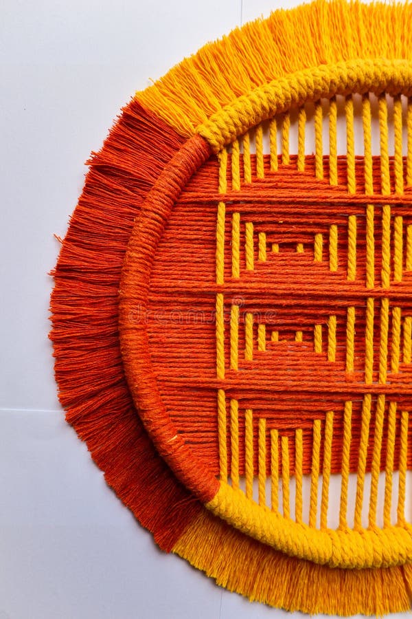 Handwoven Brown Circular Macrame Wall Art Stock Photo - Image of decor ...