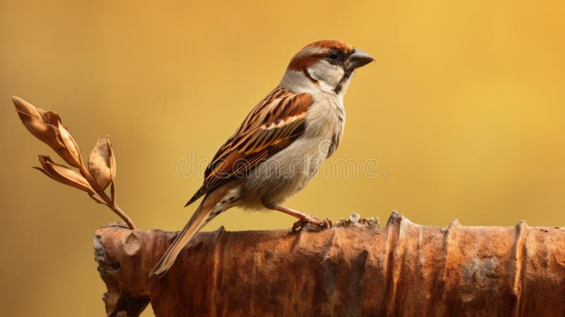 Stunning Hd Image of House Sparrow Perched on Brown Stem Stock ...