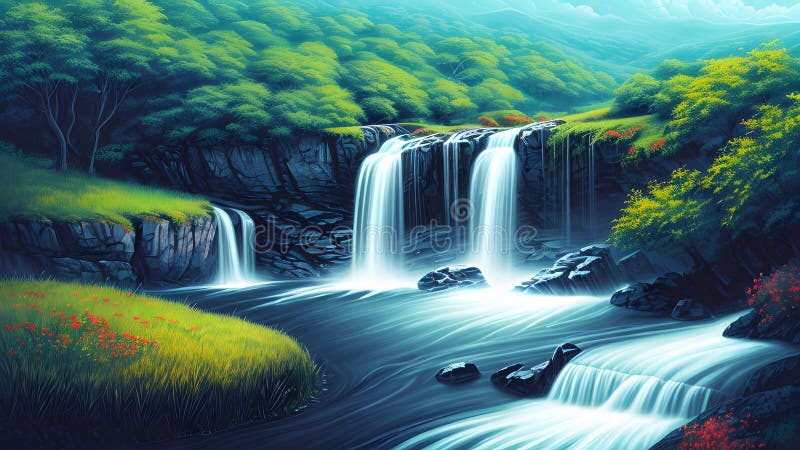 Heaven Waterfall Stock Illustrations – 574 Heaven Waterfall Stock ...