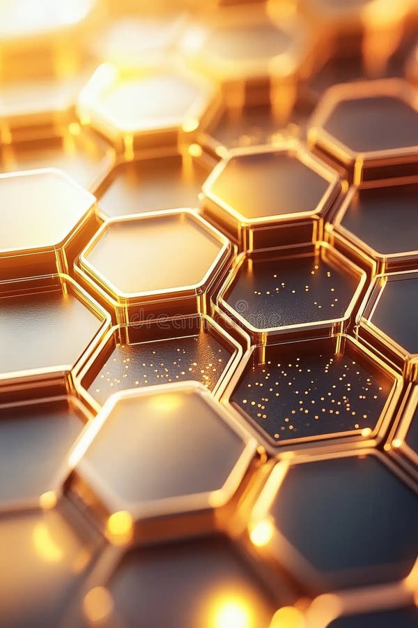 Stunning Hexagonal Honeycomb Structure at Sunset Illuminated by Warm ...