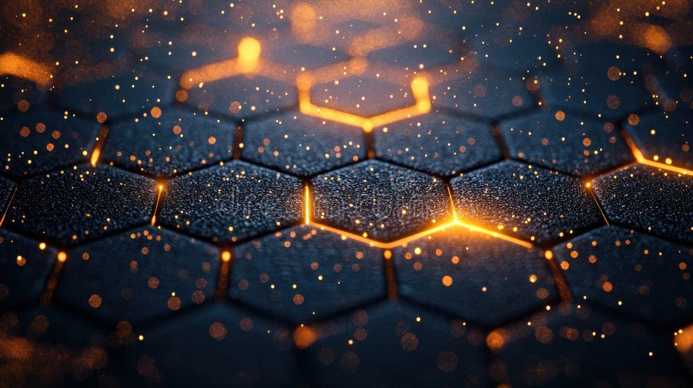 Stunning Hexagonal Pattern with Glowing Energy Surrounded by Scenic Visual Atmosphere Stock ...