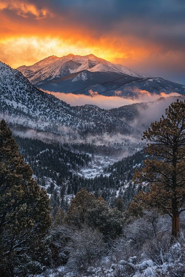Stunning High Angle Mountain Range View at Sunset Stock Illustration ...