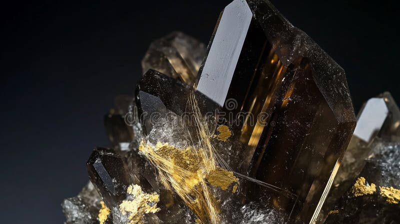 High Definition Close-Up of Crystalline Gold and Quartz Details Stock ...