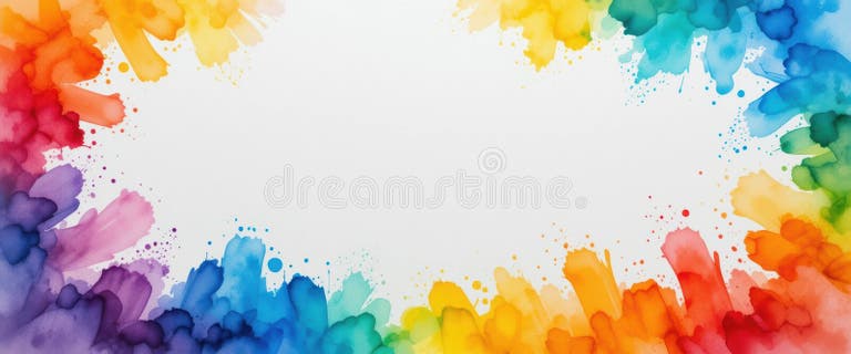 Vibrant Rainbow Watercolor Border Colorful Background for Design ...
