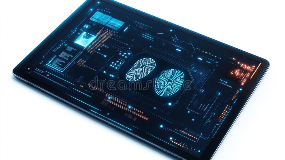 Futuristic Biometric Interface Displayed on a Sleek Tablet. this ...
