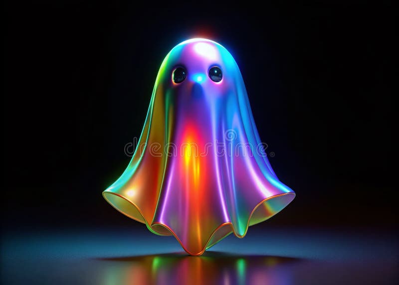 Stunning Holographic Ghost 3D Render Minimalist Design with Black ...