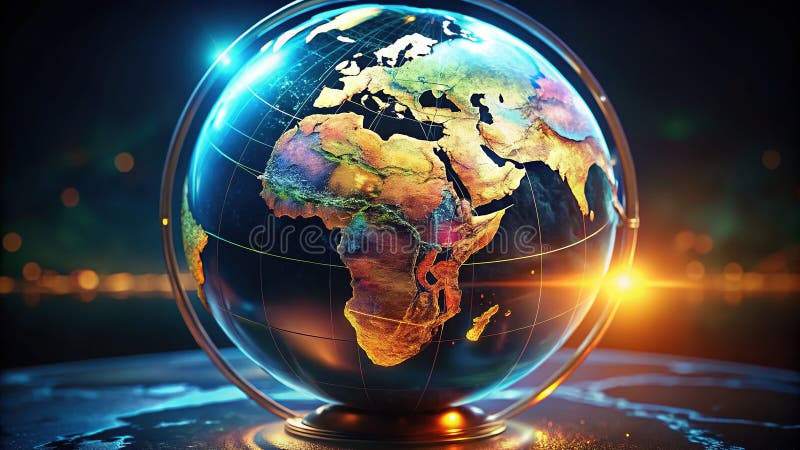 Stunning Holographic Rotating Globe Detailed 3D World Map with ...