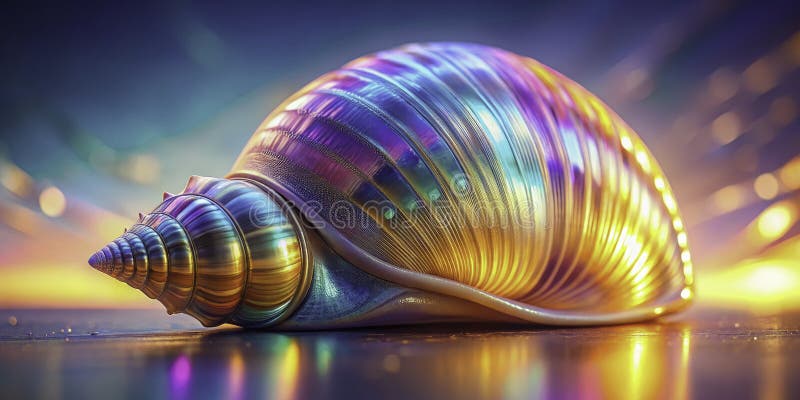 Stunning Holographic Seashell Isolated on a Gradient Background for ...