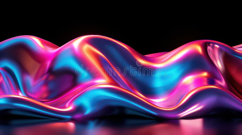 Stunning Holographic Wave in Motion on a Chrome Backdrop, Creating a ...