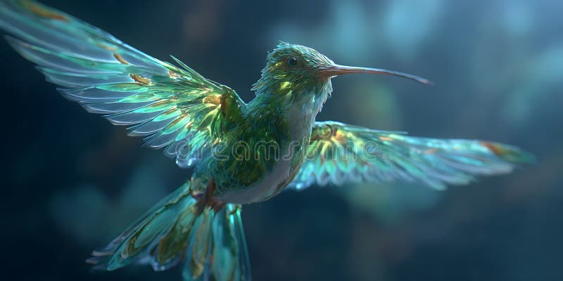 Stunning Hummingbird Digital Art Fantasy Bird Stock Illustration ...