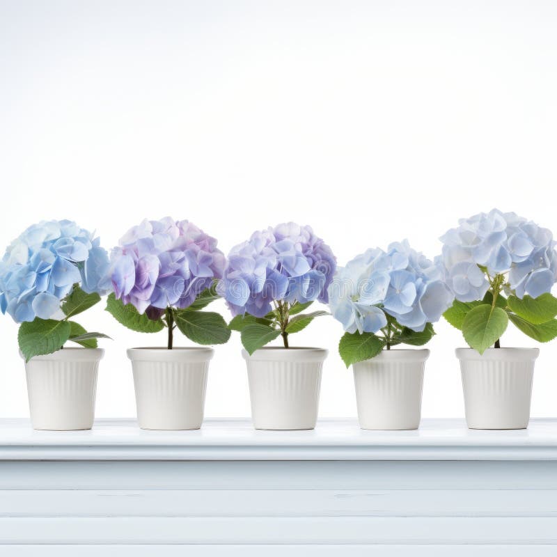 Stunning Hydrangea and Flower Pot Display: Tabletop Photography Stock ...